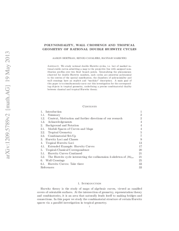 (PDF) Polynomiality, wall crossings and tropical geometry of rational double Hurwitz cycles
