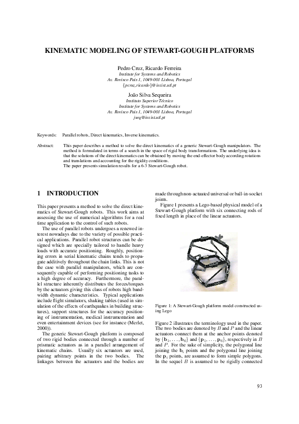 (PDF) Kinematic modeling of stewart-gough platforms