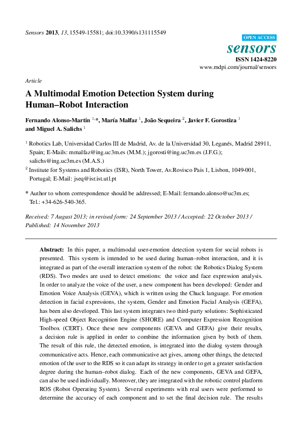(PDF) A Multimodal Emotion Detection System during Human–Robot Interaction