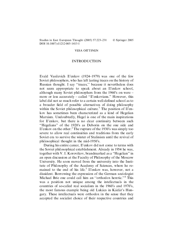 (PDF) Introduction to Ilyenkov
