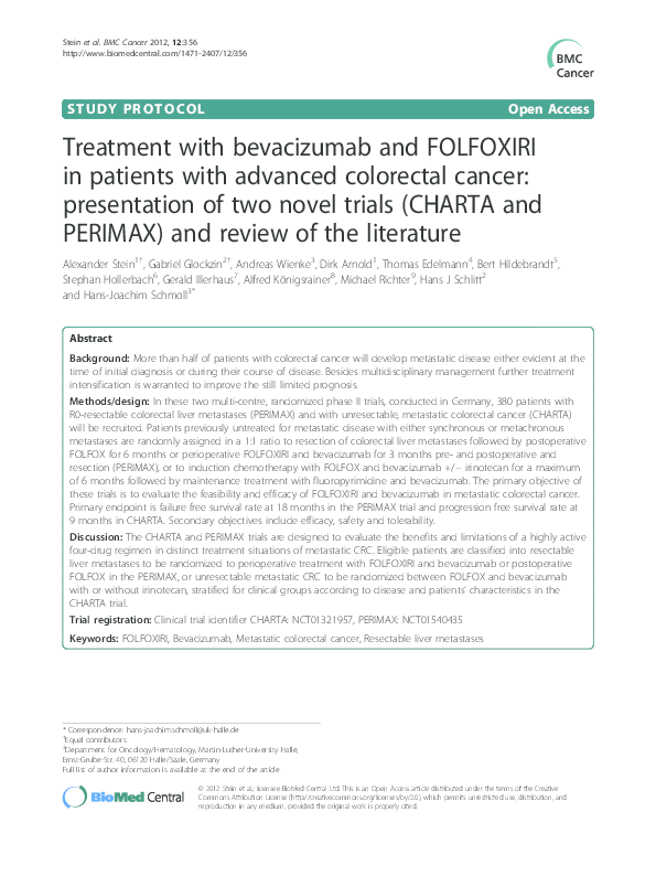(PDF) Treatment with bevacizumab and FOLFOXIRI in patients with ...