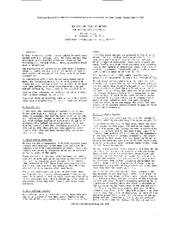 (PDF) New very low frequency methods for testing extruded cables