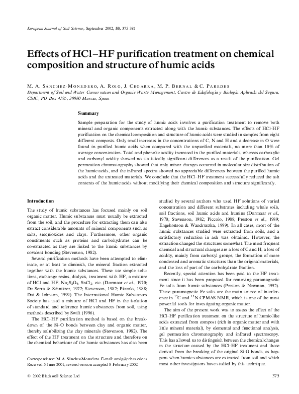 (PDF) Effects of HCl-HF purification treatment on chemical composition ...