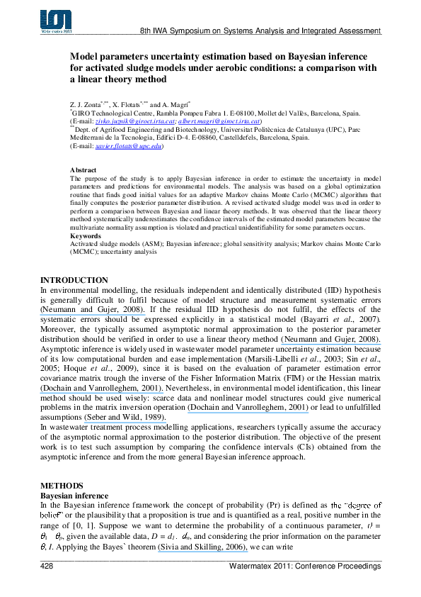 (PDF) Model parameter uncertainty estimation based on Bayesian inference for activated sludge ...