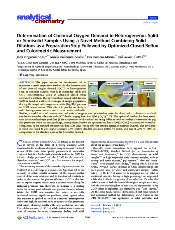 (PDF) Determination of Chemical Oxygen Demand in Heterogeneous Solid or ...