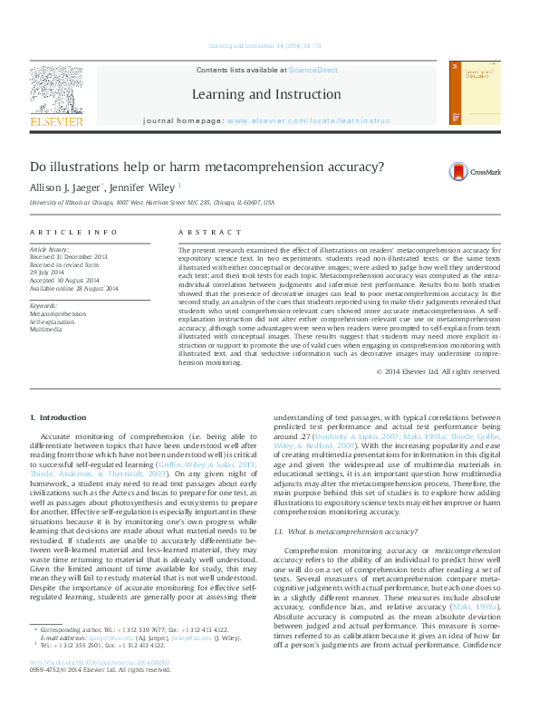 (PDF) Do illustrations help or harm metacomprehension accuracy?