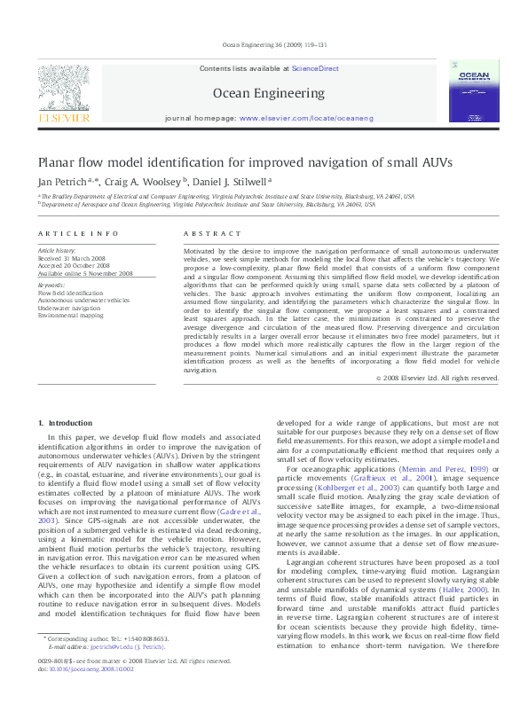 (PDF) Planar flow model identification for improved navigation of small ...