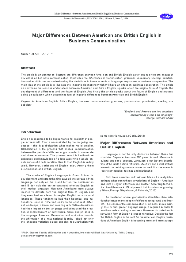 Major Differences Between American and British English in Business ...