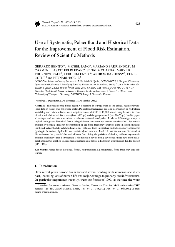 (PDF) Use of Systematic, Palaeoflood and Historical Data for the ...
