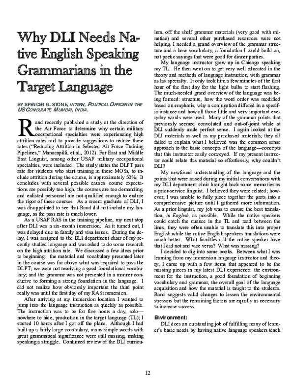 (PDF) Why DLI Needs Native English Speaking Grammarians in the Target ...