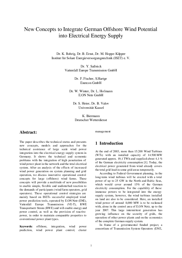 (PDF) TOOLS AND CONCEPTS TO INTEGRATE GERMAN OFFSHORE WIND POTENTIAL ...