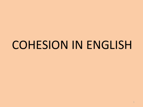 (PDF) COHESION IN ENGLISH