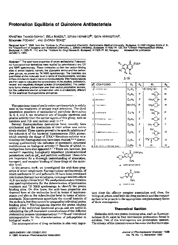 (PDF) Protonation equilibria of quinolone antibacterials