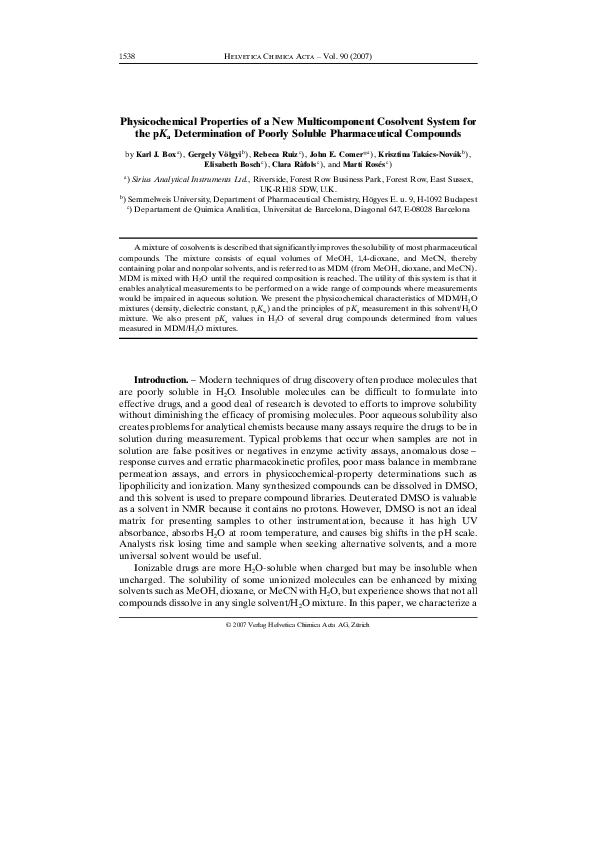(PDF) Physicochemical Properties of a New Multicomponent Cosolvent ...