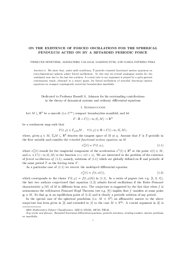 (PDF) On the Existence of Forced Oscillations for the Spherical ...