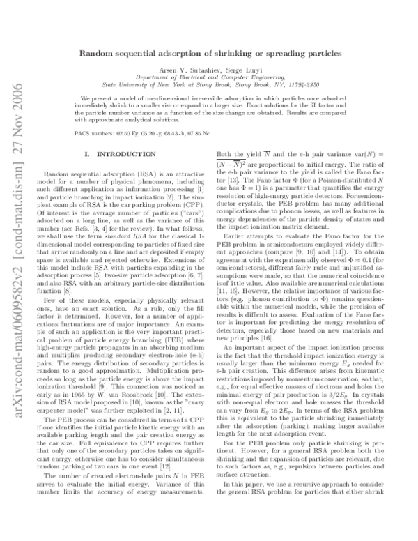 Pdf Random Sequential Adsorption Of Shrinking Or Spreading Particles