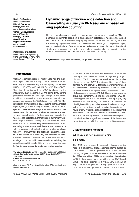 (PDF) Dynamic range of fluorescence detection and base-calling accuracy ...