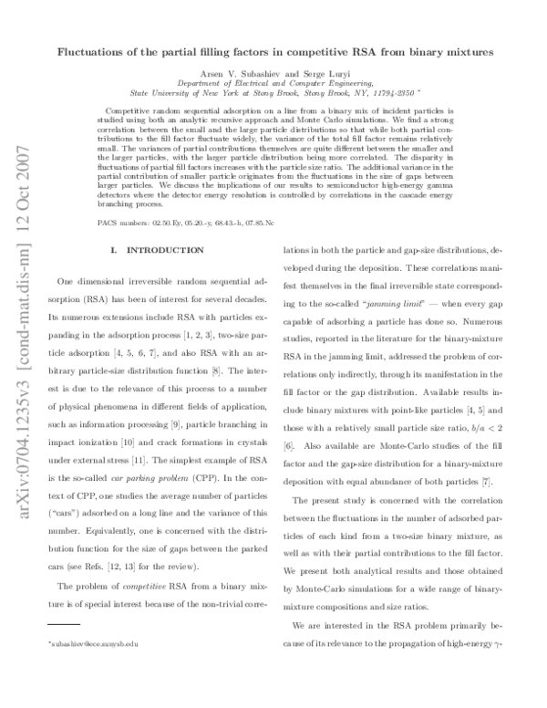 (PDF) Fluctuations of the partial filling factors in competitive random sequential adsorption ...