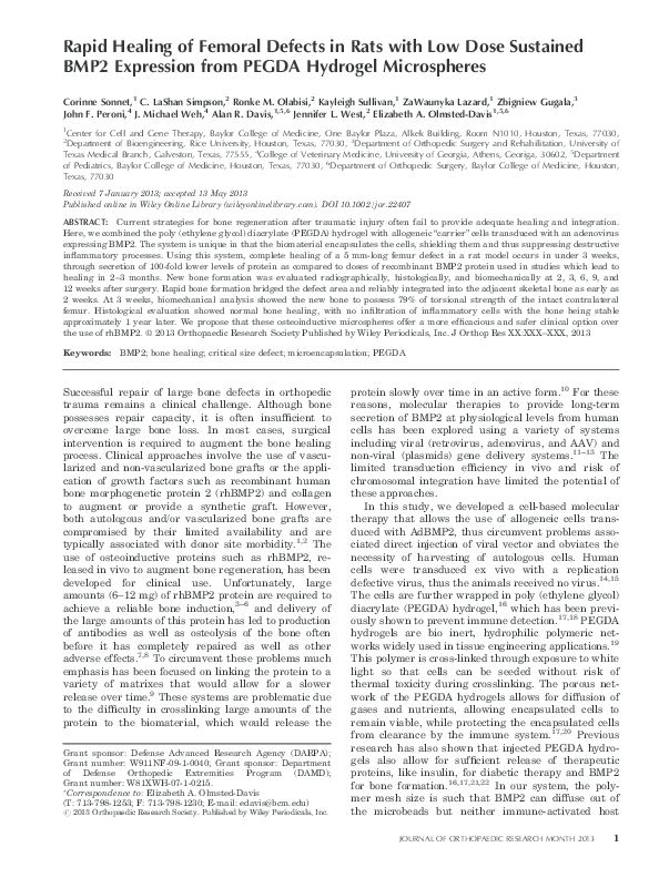 (PDF) Rapid healing of femoral defects in rats with low dose sustained ...