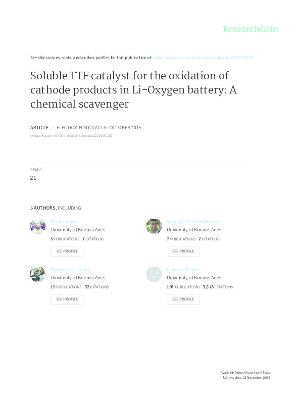 (PDF) Soluble TTF catalyst for the oxidation of cathode products in Li ...