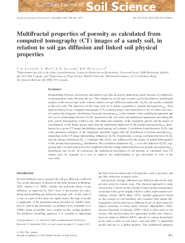 Pdf Multifractal Properties Of Porosity As Calculated From Computer