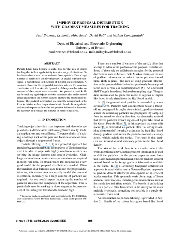 (PDF) Improved Proposal Distribution with Gradient Measures for Tracking