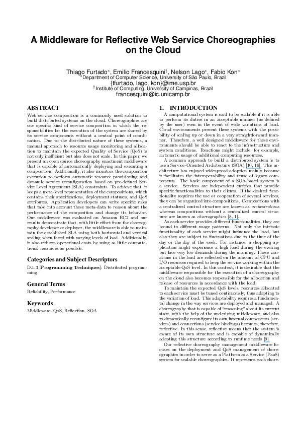 (PDF) A middleware for reflective web service choreographies on the cloud