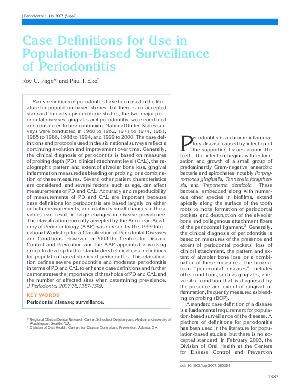 (PDF) Case Definitions for Use in Population-Based Surveillance | Paul ...