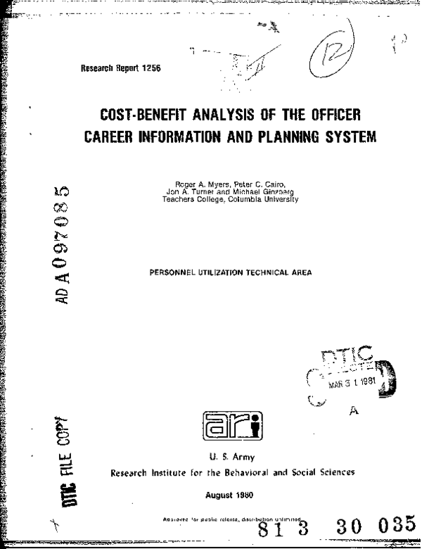 (PDF) Cost-Benefit Analysis of the Officer Career Information and ...