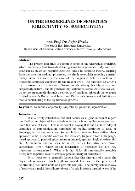 (PDF) On the Borderlines of Semiotics