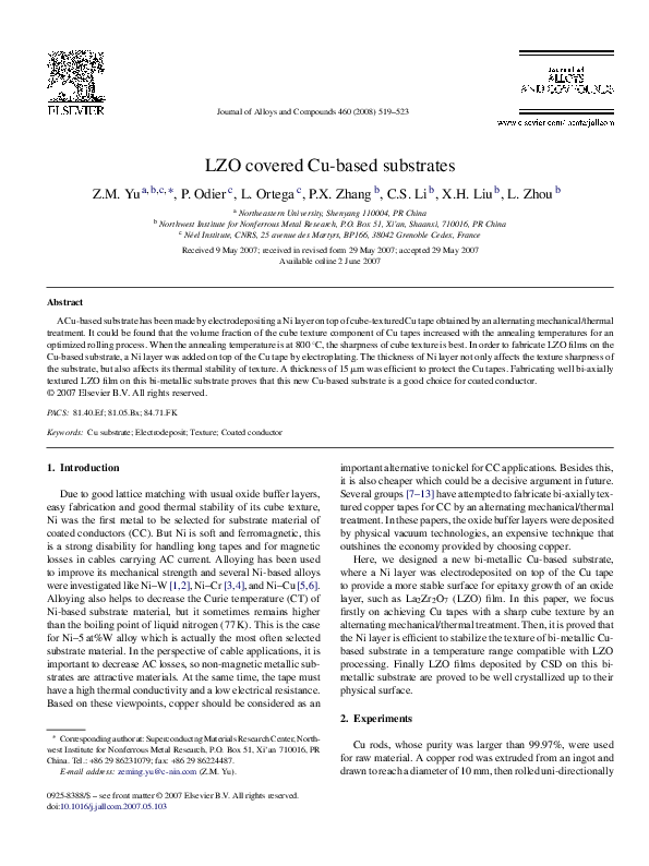 (PDF) LZO covered Cu-based substrates