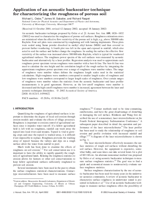 (PDF) Application of an acoustic backscatter technique for ...
