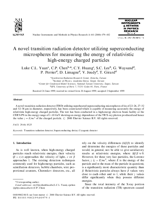 (PDF) A novel transition radiation detector utilizing superconducting microspheres for measuring ...