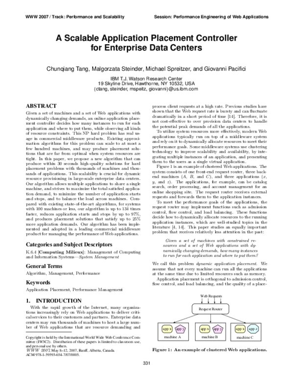 (PDF) A scalable application placement controller for enterprise data ...