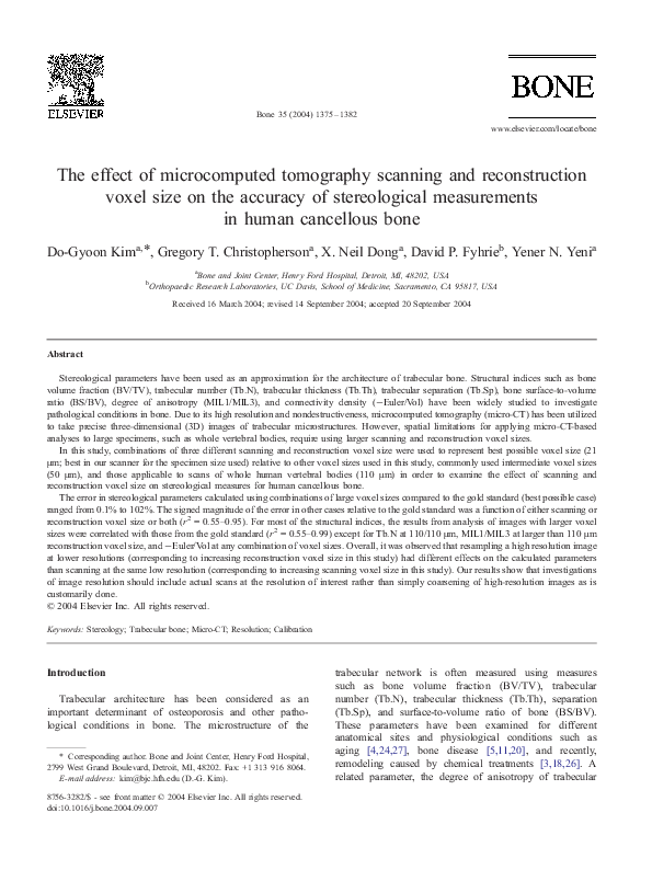 (PDF) The effect of microcomputed tomography scanning and reconstruction voxel size on the ...