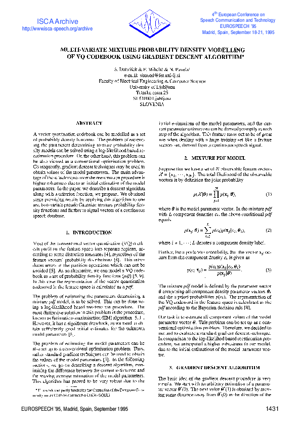 (PDF) Multi-Variate Mixture Probability Density Modelling Of VQ Codebook Using Gradient Descent ...