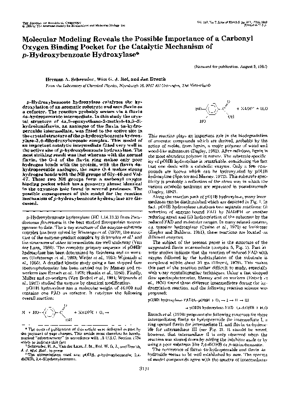(PDF) Molecular modeling reveals the importance of a carbonyl oxygen ...