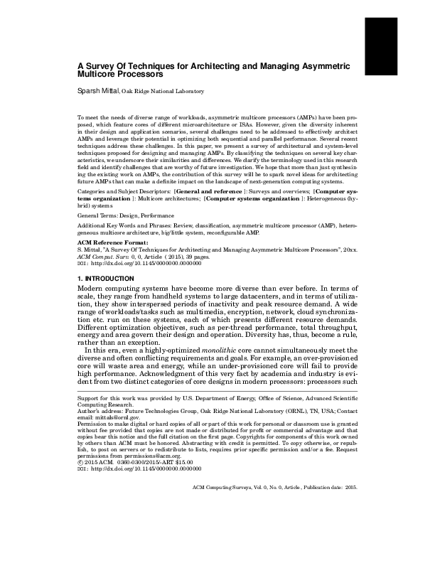 Pdf A Survey Of Techniques For Architecting And Managing Asymmetric