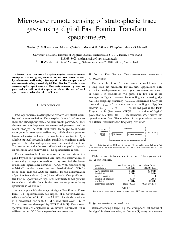 (PDF) Microwave remote sensing of stratospheric trace gases using ...