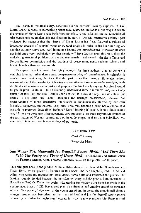 (PDF) Review of Saa Waxay Tidhi, by Hawa Jibril, ed. by Faduma Ahmed ...