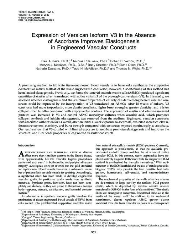 (PDF) Expression of Versican Isoform V3 in the Absence of Ascorbate ...