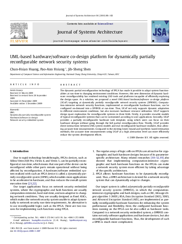 Pdf Uml Based Hardware Software Co Design Platform For Dynamically Partially Reconfigurable