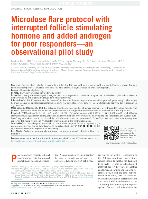 (PDF) Microdose flare protocol with interrupted follicle stimulating ...