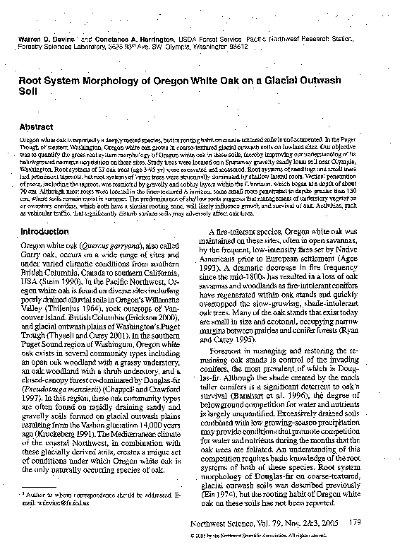 (PDF) Root system morphology of Oregon white oak on a glacial outwash soil