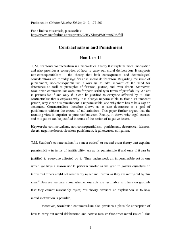 (PDF) Contractualism and Punishment