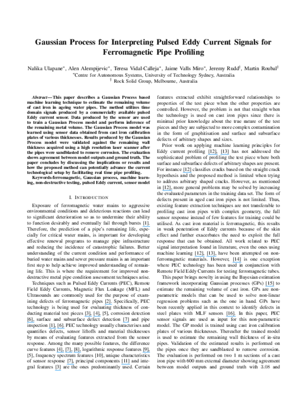 Pdf Gaussian Process For Pipe Metal Volume Estimation 