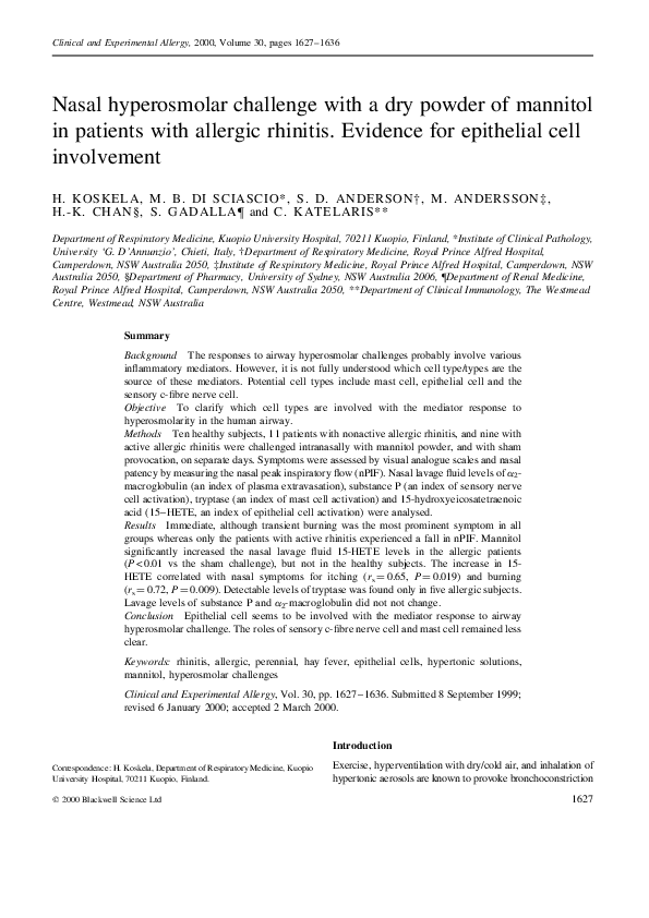 (PDF) Nasal hyperosmolar challenge with a dry powder of mannitol in ...