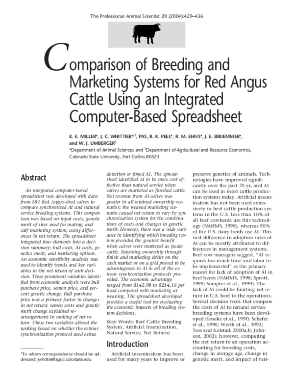 (PDF) Comparison of breeding and marketing systems for Red Angus cattle ...