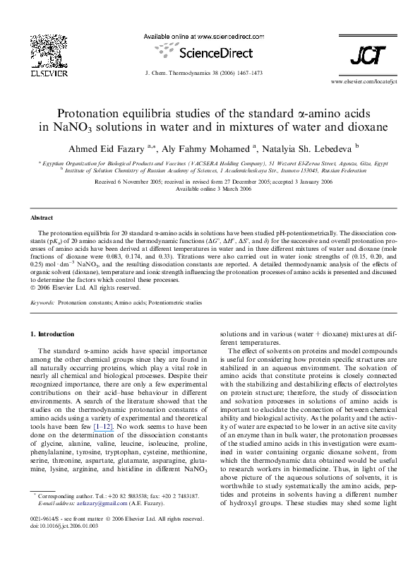 (PDF) Protonation equilibria studies of the standard α-amino acids in NaNO3 solutions in water ...