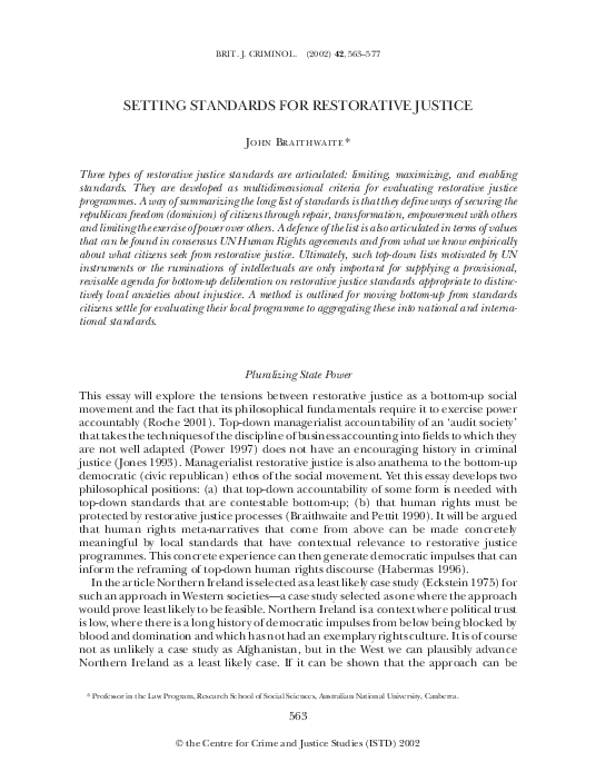 (PDF) Setting Standards for Restorative Justice